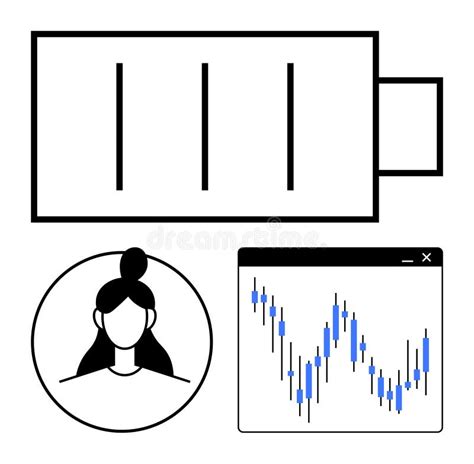 Representation Of Battery Level Female User Profile And Financial Data Chart Stock