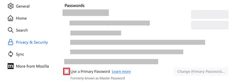Use A Primary Password To Protect Stored Logins And Passwords Firefox Help