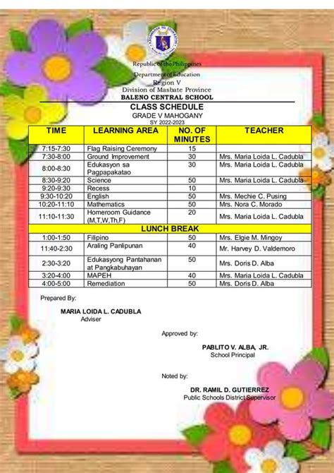 Class Program Grade 5 Docx