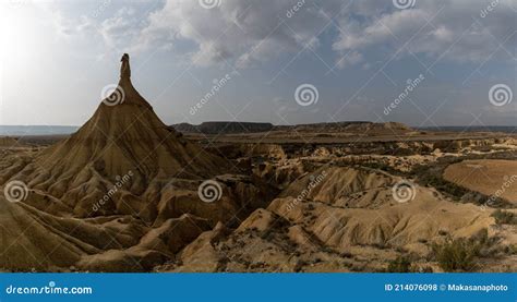 View Of The Castildetierra Cliff And Desert Grasslands In The Bardenas Reales Desert In Northern