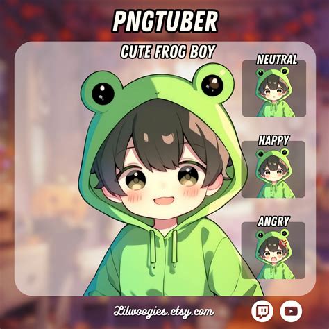 Cute Frog Boy Pngtuber Kawaii Ready For Twitch Vtuber Avatar