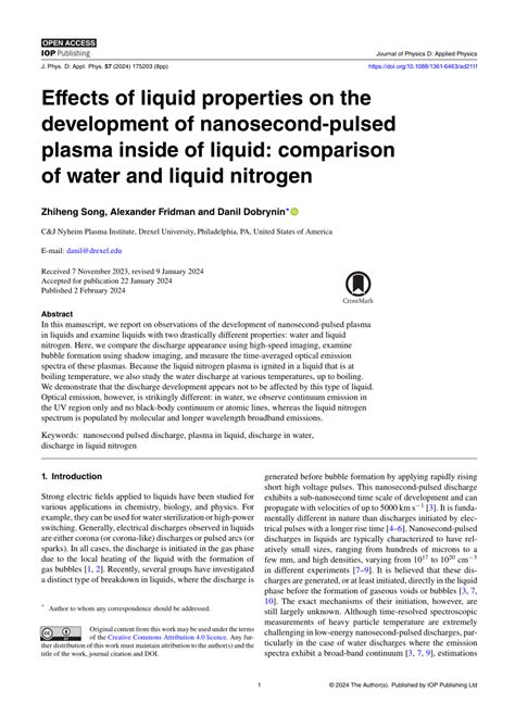 Pdf Effects Of Liquid Properties On The Development Of Nanosecond