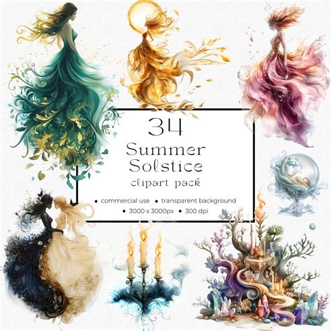 Summer Solstice Commercial Use Clipart Instant Download Solstice