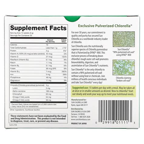 Sun Chlorella Chlorella Supplement 200 Mg 300 Tablets