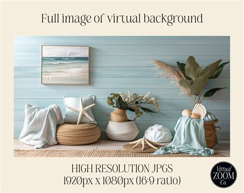 Zoom Background Coastal Beach Boho Home Beach House Summer Beach Home