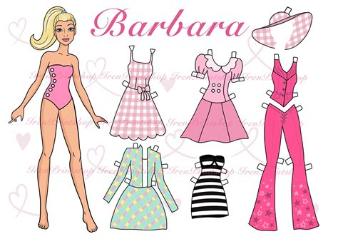 6 Printable Paper Doll Dress Up With Clothes Digital Pdf Dress Up