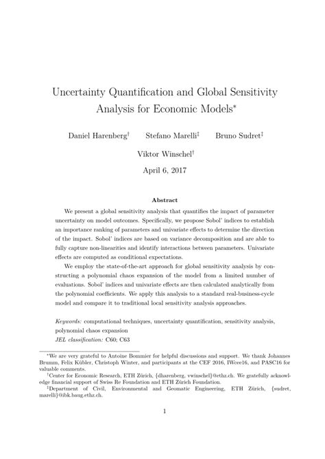 PDF Uncertainty Quantification And Global Sensitivity Analysis For Economic Models