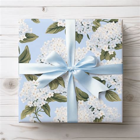 White Hydrangea Wrapping Paper Catholicprintpress