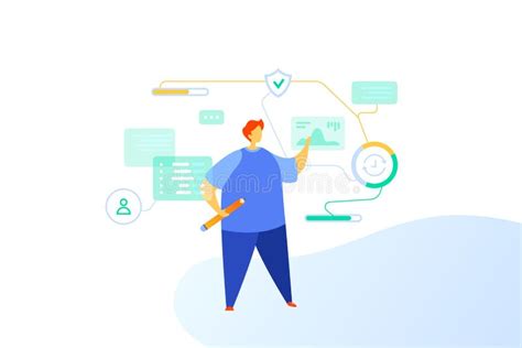 Protection Secure Data Access Flat Vector Illustration Concept Man