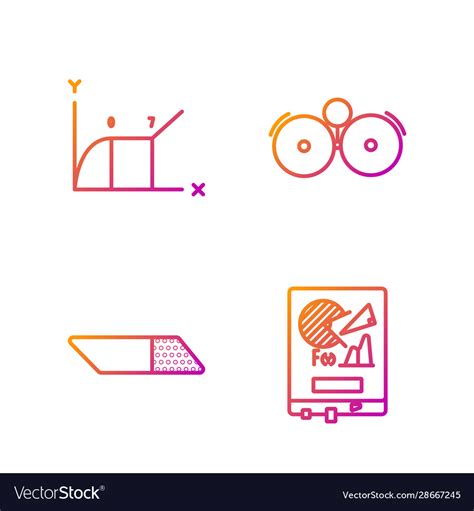 Set Line Board With Graph Chart Eraser Or Rubber Vector Image