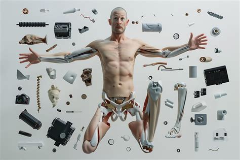 Human Body Disassembled A Surreal 3d Illustration Of The Human Body As Parts Premium Ai