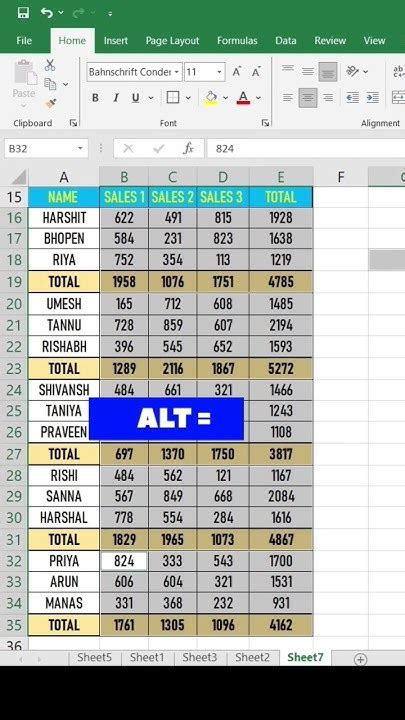 Sum In Your Data In Just One Click Excel Tips Shorts Excel Exceltips Viral 174 Youtube