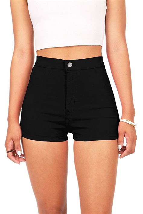 Womens High Waisted Black Shorts At Mariam Mountgarrett Blog