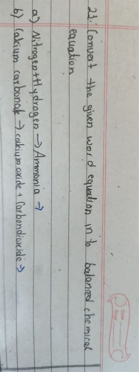 21 Convert The Given Word Equation In To Balanced Chemical Equationa N