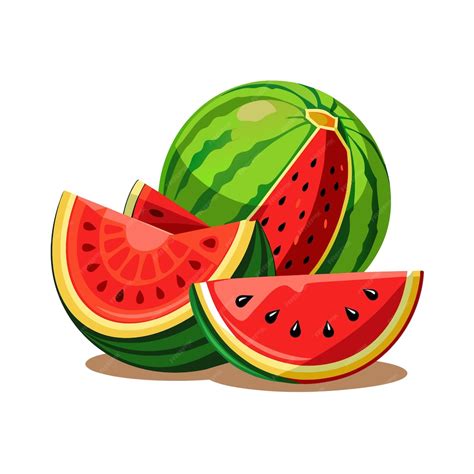 Un Dibujo De Sandía Con Sandía Y Sandía Vector Premium