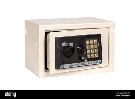 Open Electronic Digital Safe Isolated On White Background Stock Photo Alamy