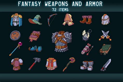 Weapons And Armor 2d Icons Unity Asset Store