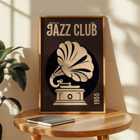 Jazz Club Poster Minimalist Jazz Music Poster Vintage Wall Art