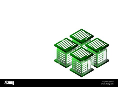 Concept Of Big Data Processing Energy Station Of Future Server Room Rack Data Center Isometric
