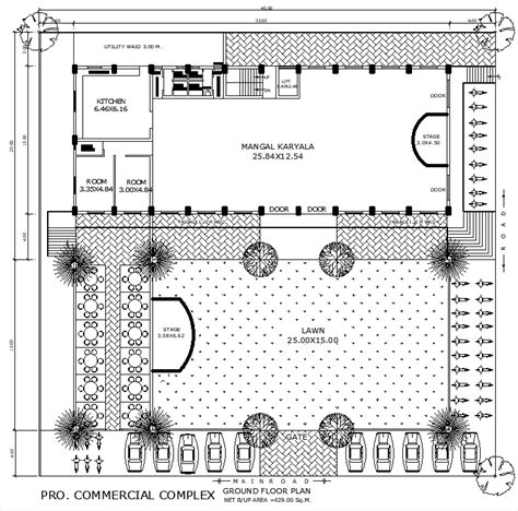 Marriage Hall Cad Ground Floor Plan With Seating Layout