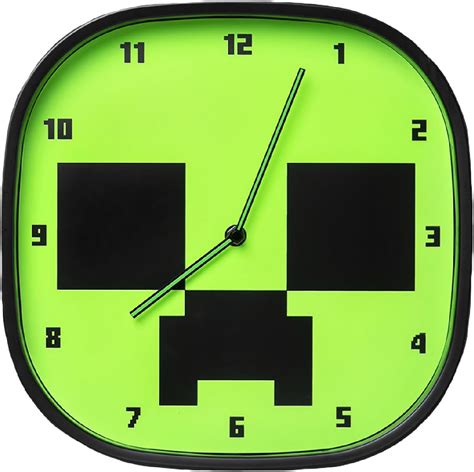 Minecraft Wall Clock Green And Black One Size Uk Home
