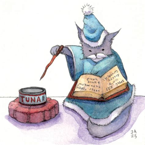 Open Sesame Wizard Cat Watercolor Sold Print Only Nemaa