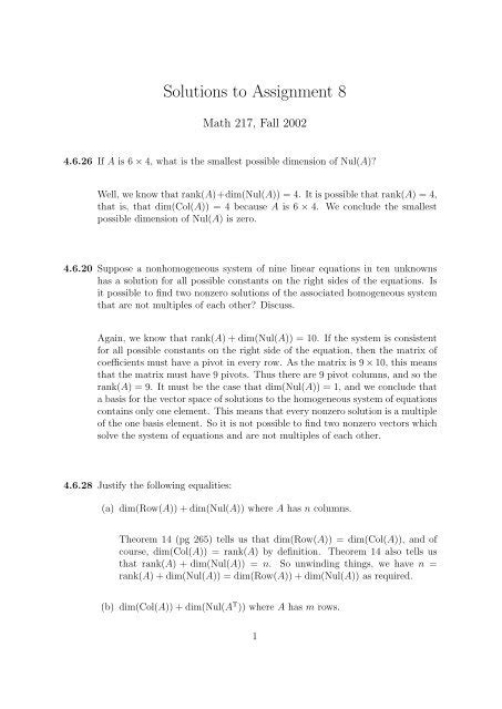 Solutions To Assignment 8