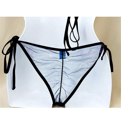 Black Sheer Bikini Bottom Tie Strings Bikini Bottom Sheer Swim