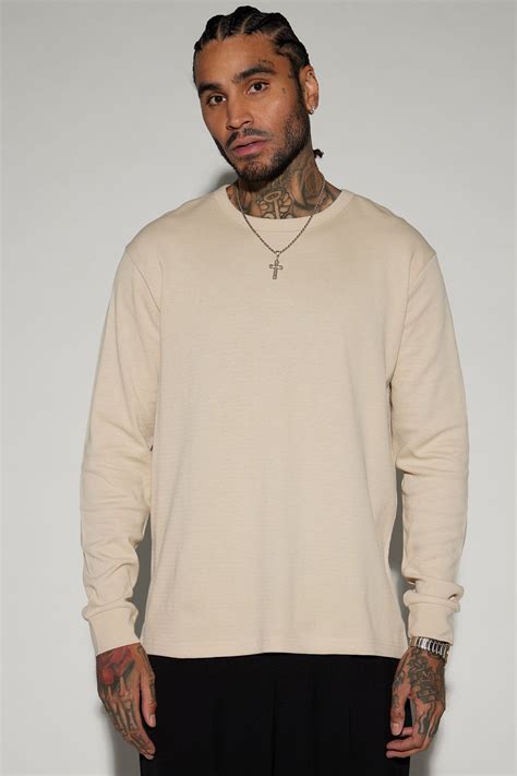 Composed Long Sleeve Tee Beige Fashion Nova