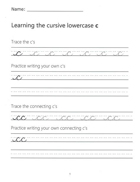 Free Cursive C Worksheets Handwriting Practice Printable Art And Words