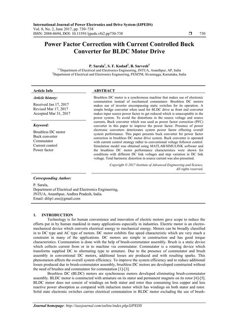 Power Factor Correction With Current Controlled Buck Converter For Bldc Motor Drive Pdf