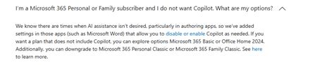 Disable Co Pilot For My Microoft Faily Subscription Before