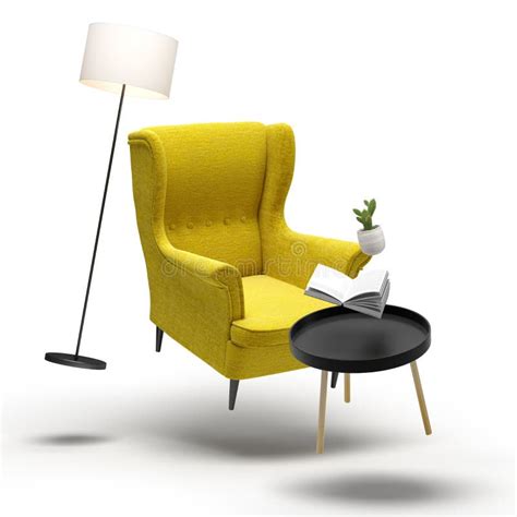 Zero Gravity White Interior Living Room 3 D Illustration Stock