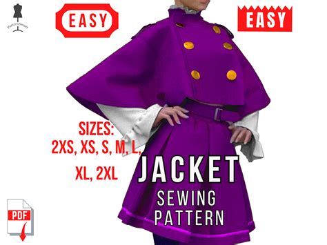Cute Jacket Sewing Pattern Pdf Download To Sew Fast And Easy Pattern Office Clothing Diy Boho