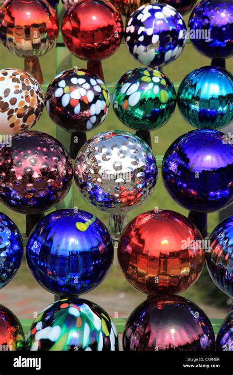 Collection Of Colored Glass Balls Decoration In Garden Photo By Willy