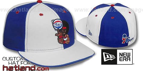 Philadelphia 76ers Retro Man Pinwheel White Royal Fitted Hat