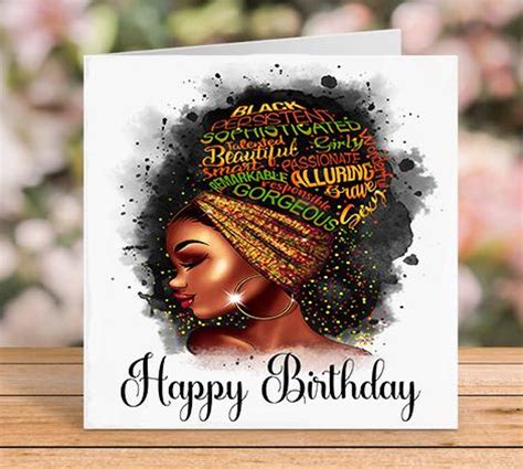 Black Woman Birthday Card Personalised Black Queen Birthday Card