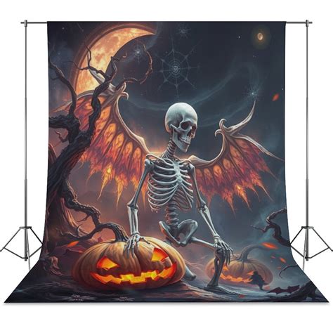 Spooky Winged Skeleton Pumpkin Decorations Backdropportrait Photography