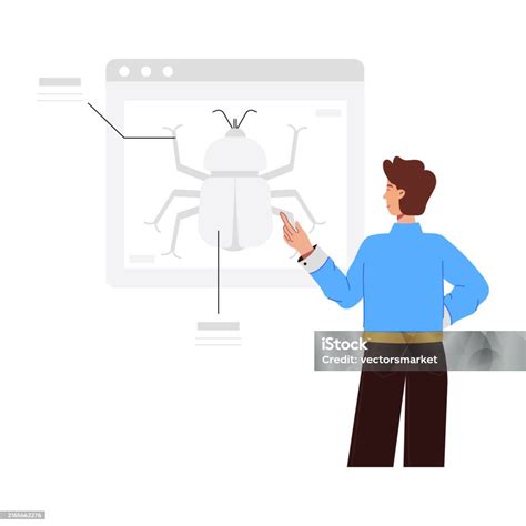 Man Doing Bug Analysis Flat Illustration Stock Illustration Download