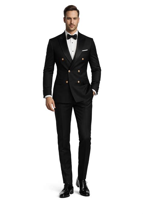 34 Mens Black Double Breasted Tuxedo Classic Shawl Lapel Suit With