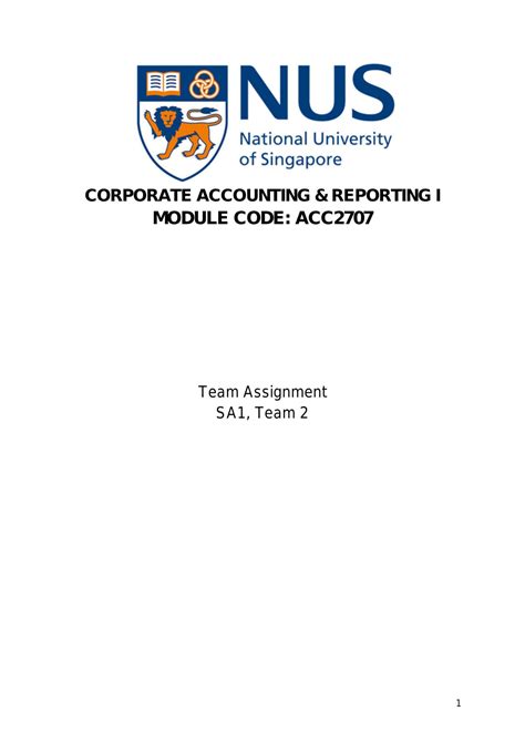 Team Assignment Acc2707 Corporate Accounting And Reporting I Nus