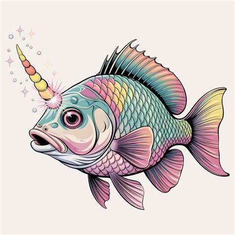 Unicorn Horn Fish Png Magical Fish With Unicorn Horn Sublimation