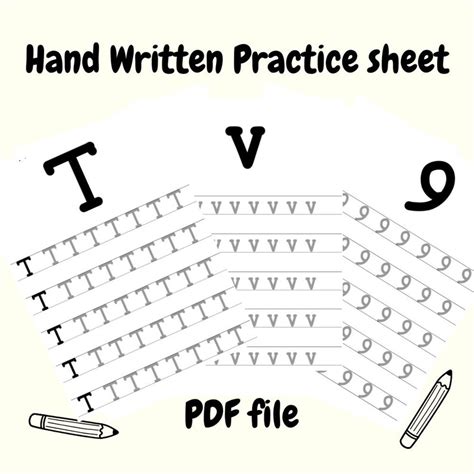 Serif Cute Hand Written Practice Sheet Adult Handwriting Practice