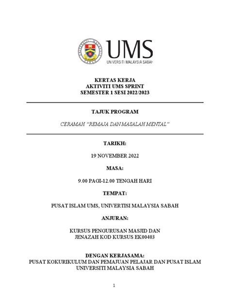 Kertas Kerja Ums Sprint 2022 2023 Kumpulan Kamil Ori Pdf