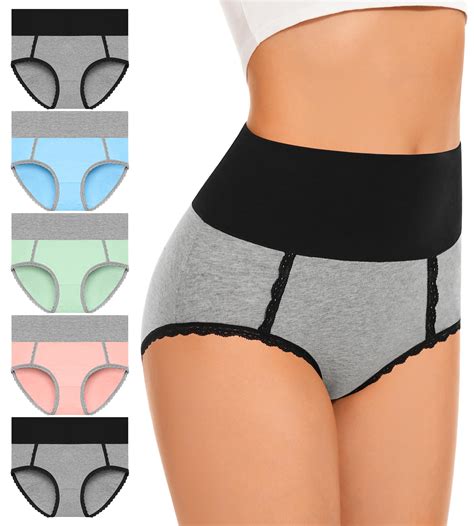 Dukawa Womens Cotton High Waisted Underwear Breathable Briefs Plus Size