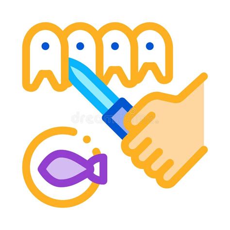 Fish Cutting Icon Vector Outline Illustration Stock Vector
