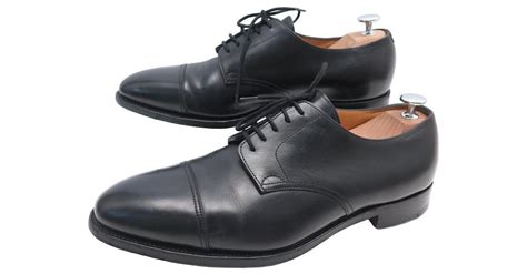 John Lobb Derby Deran Shoes Black Leather Black 85e 425 Leather Shoes Ref1400403 Joli Closet