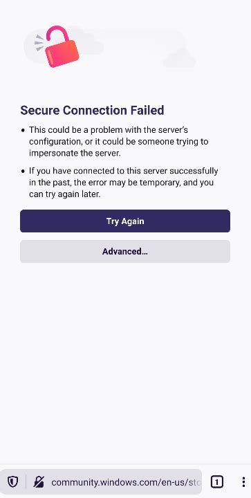 Secure Connection Failed Error Received · Issue 62732 · Webcompatweb