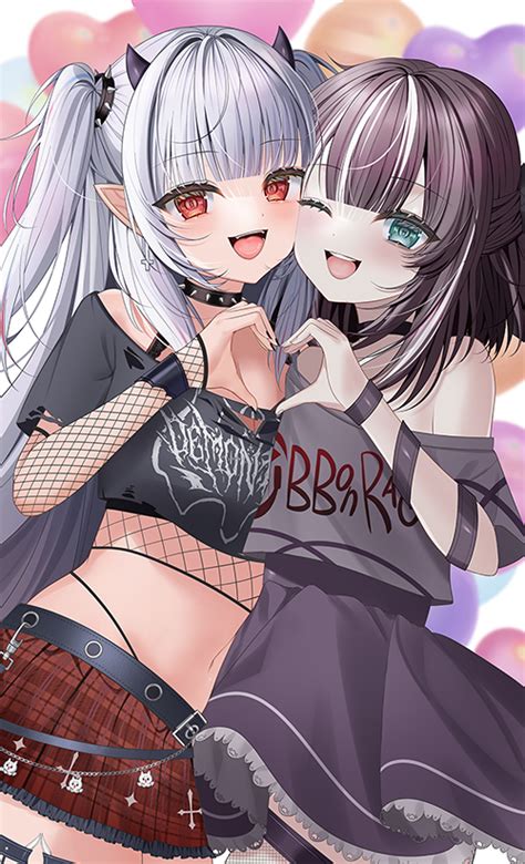 K11iii Fallenshadow Lucy Pyre Indie Virtual Youtuber 2girls Black Choker Black Dress