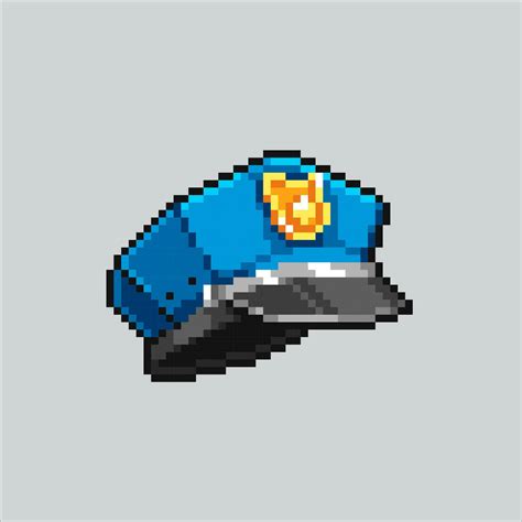 Pixel Art Illustration Police Hat Pixelated Hat Security Police Hat